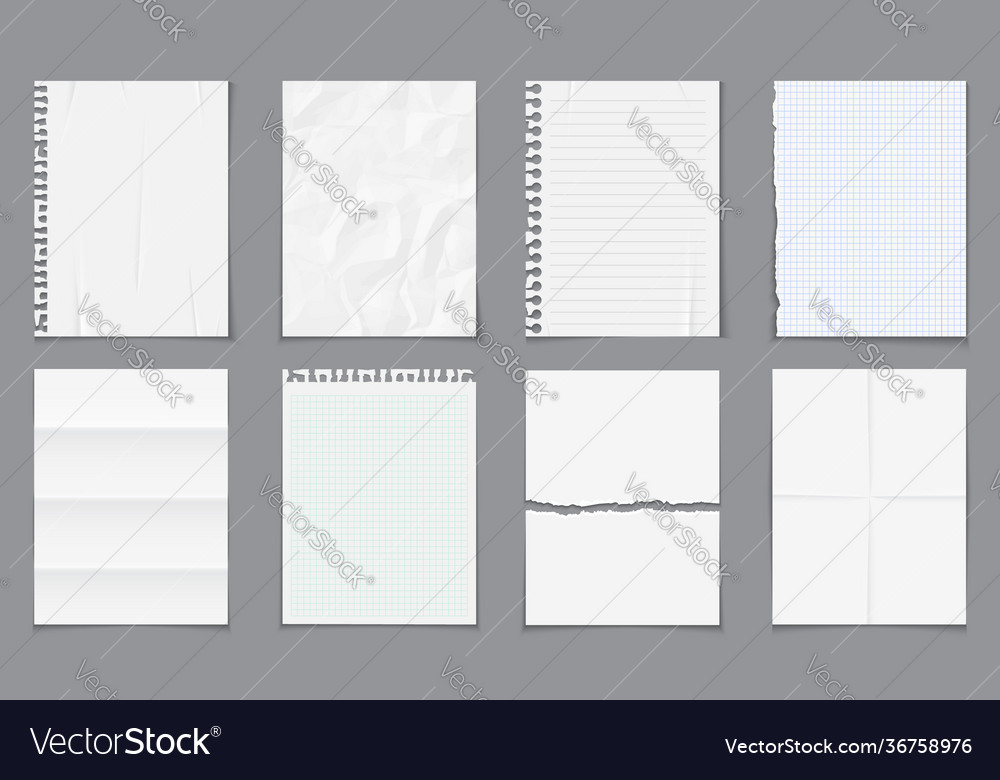 Realistic empty paper notes template with shadows Vector Image
