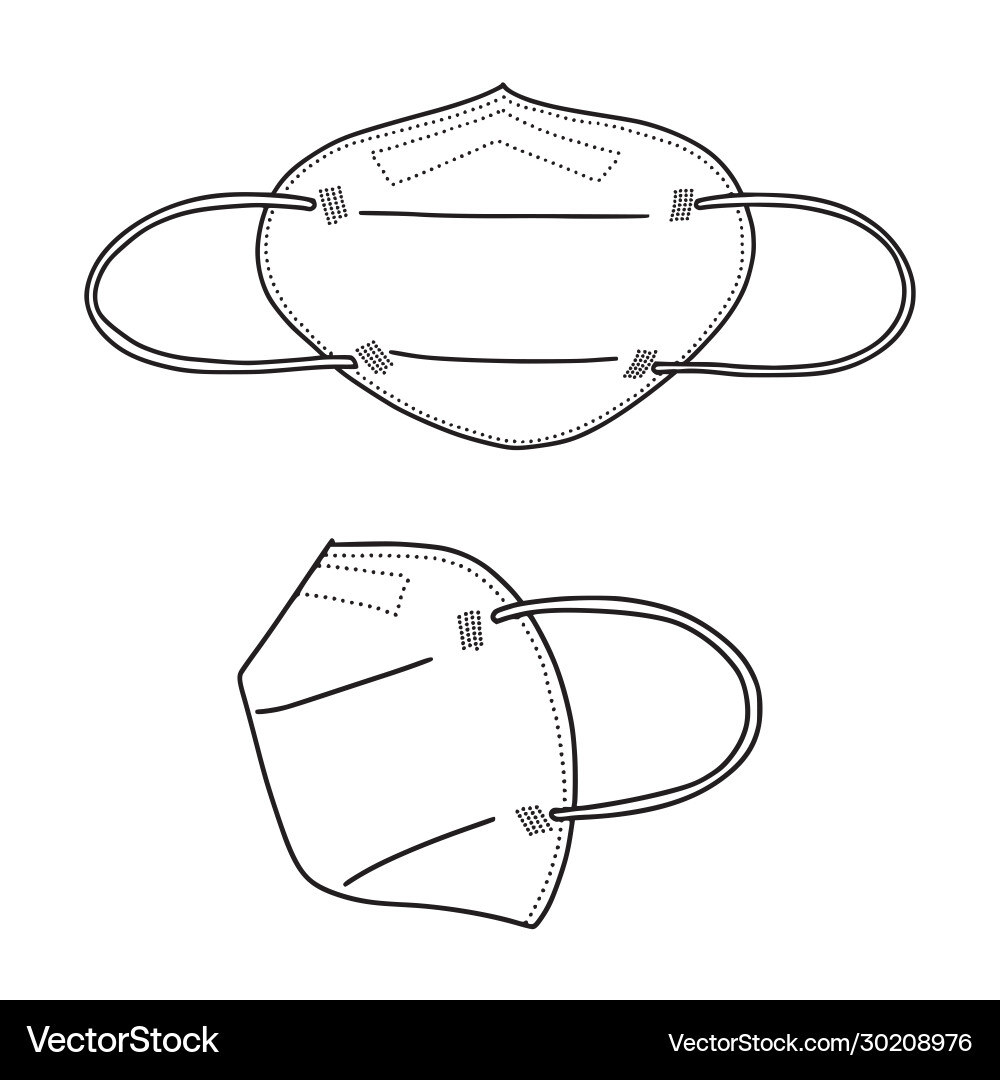 Set hand drawn medical mask isolated on white Vector Image