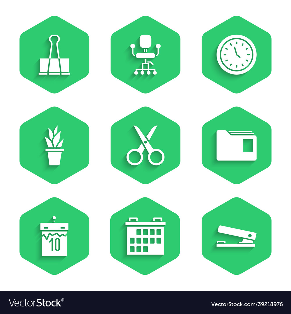 Set scissors calendar office stapler document Vector Image