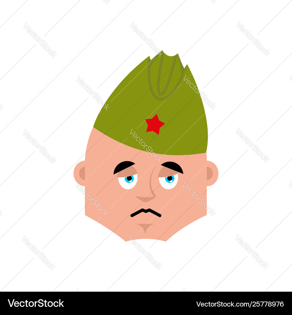 Soviet soldier sad emoji retro russian warrior Vector Image