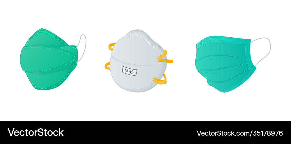 Various masker set collections with n95 surgical Vector Image