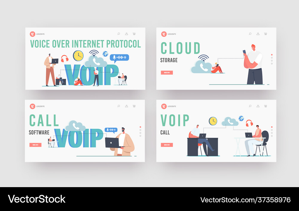 Voip technology voice over ip landing page Vector Image