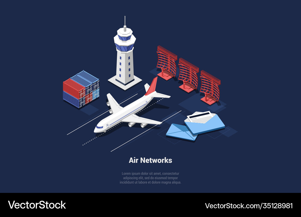 Air networks conceptual in cartoon 3d Royalty Free Vector