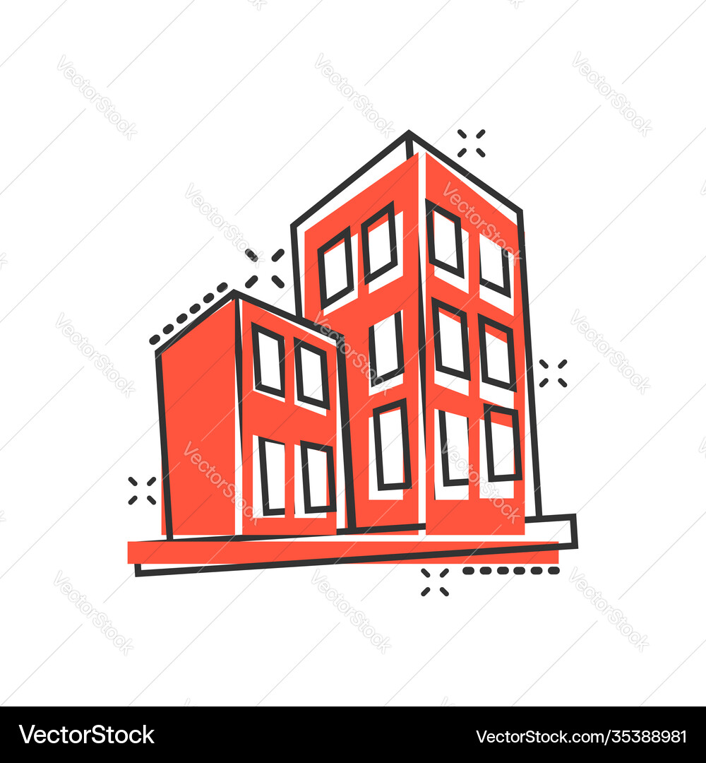 Building icon in comic style skyscraper cartoon Vector Image