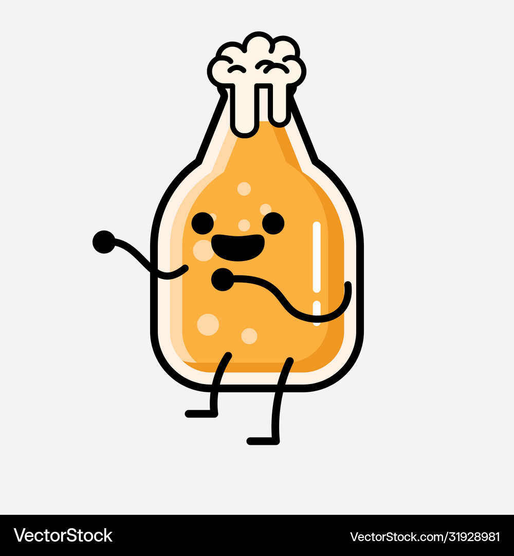Cute beer mascot character in flat design style Vector Image