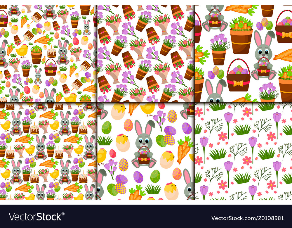Easter cartoon seamless pattern background Vector Image