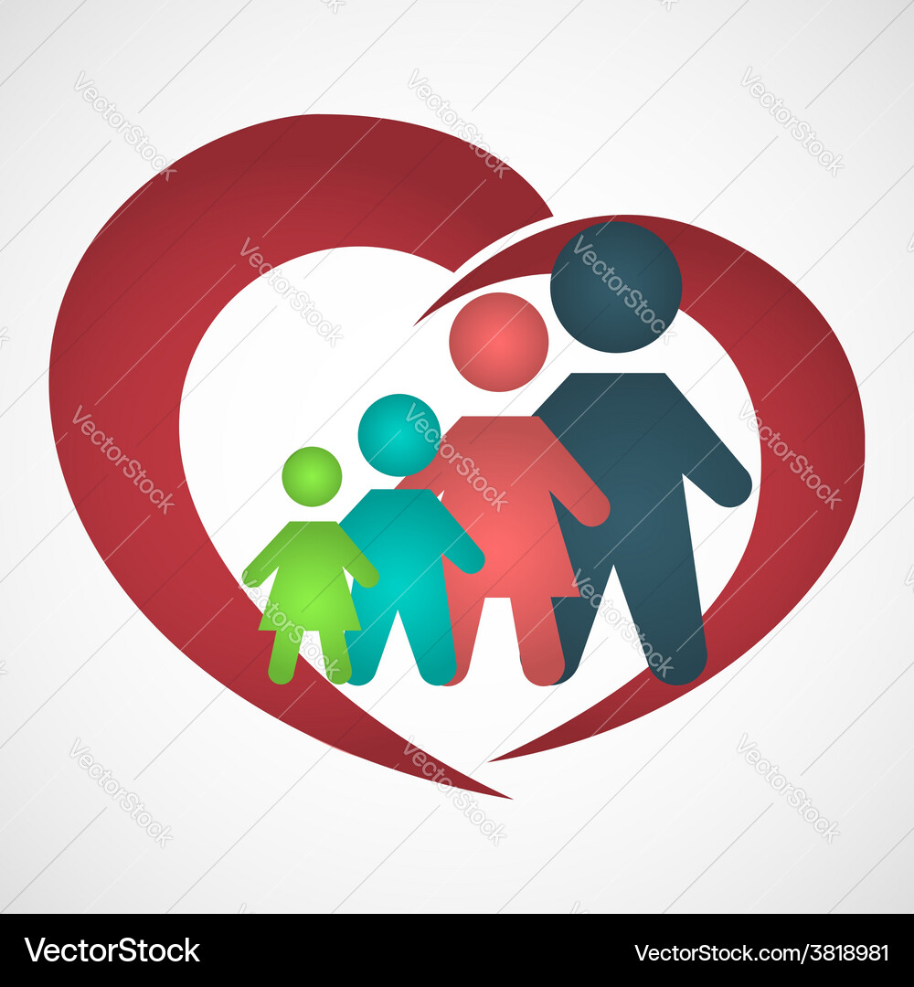 Family inside the heart Royalty Free Vector Image