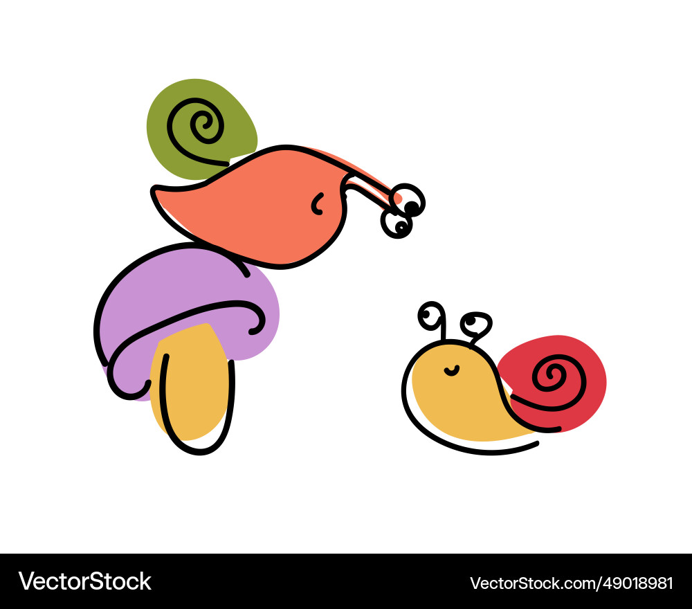 Set of snails and mushroom Royalty Free Vector Image