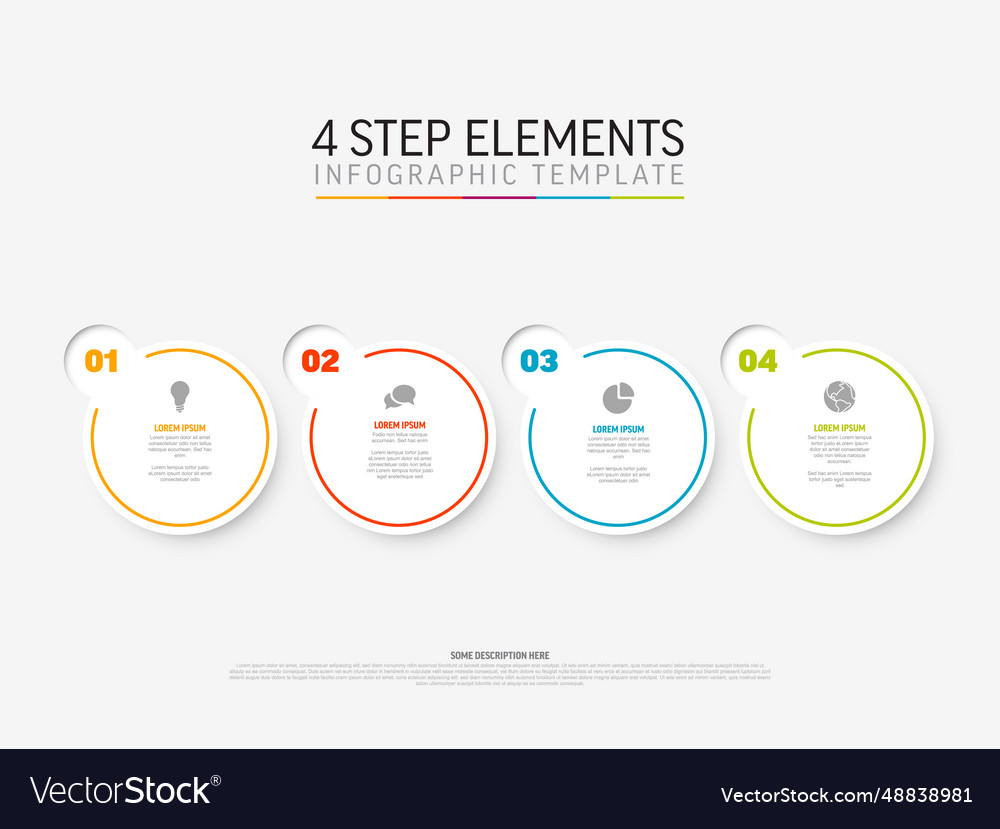 Simple light four steps infographic template Vector Image