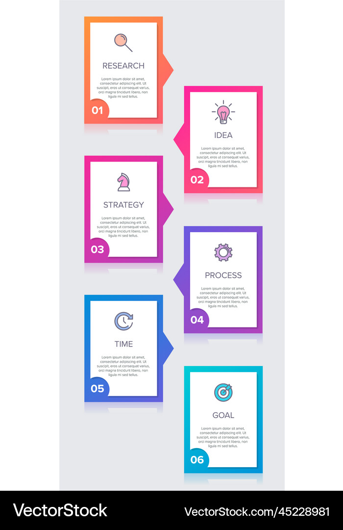 Vertical infographic design with icons and 6 Vector Image
