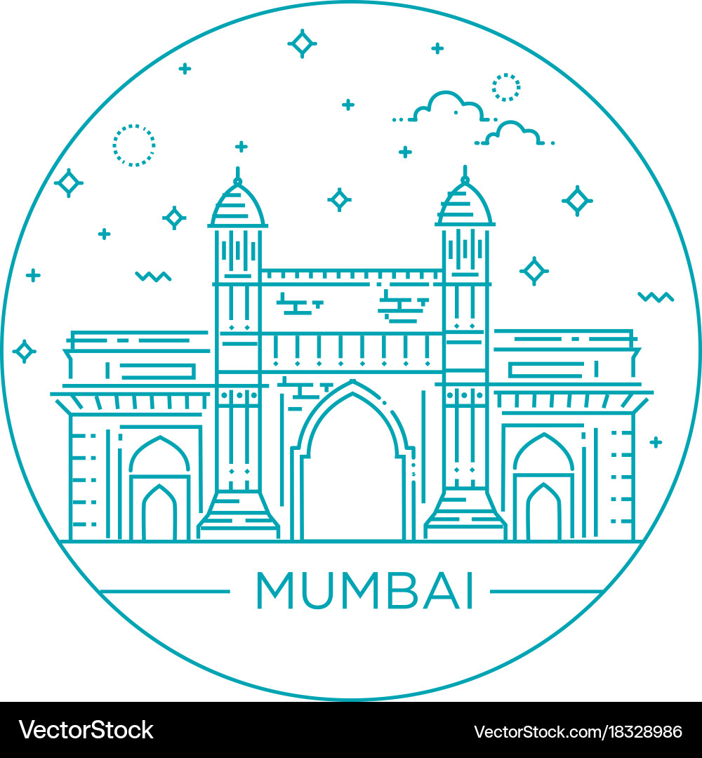 Gate way india mumbai Royalty Free Vector Image