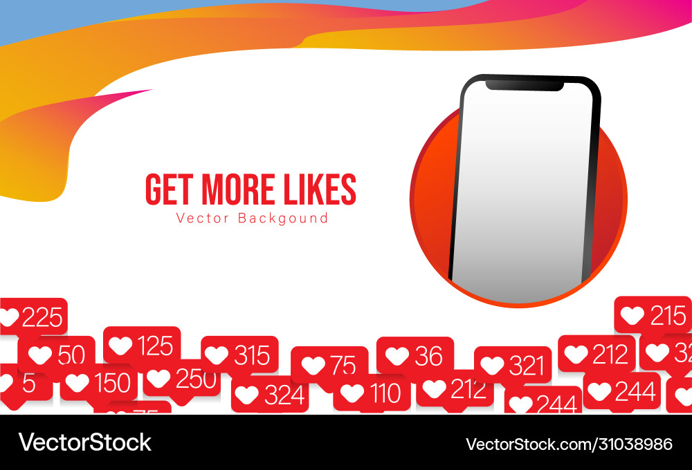 Get more likes social media banner template Vector Image