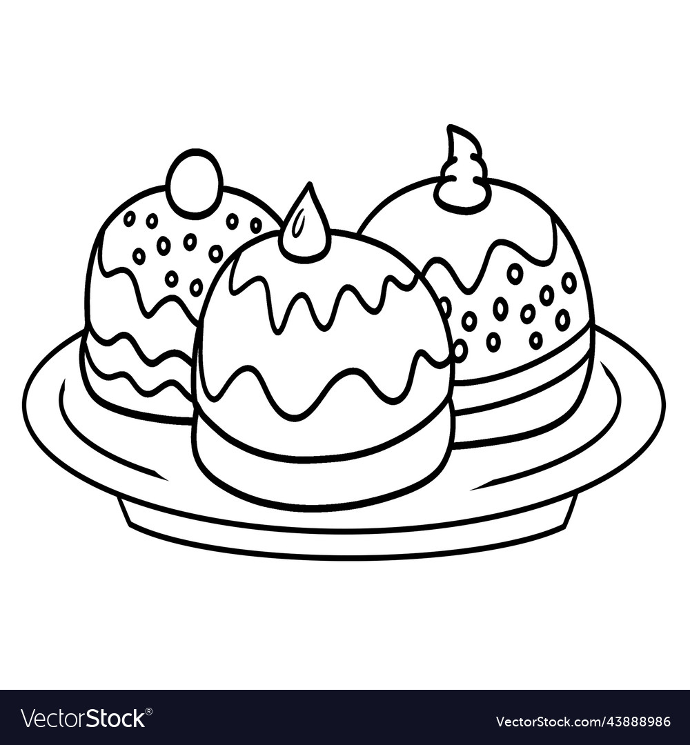 Hanukkah sufganiyah isolated coloring page Vector Image Hanukkah sufganiyah isolated coloring page Vector Image