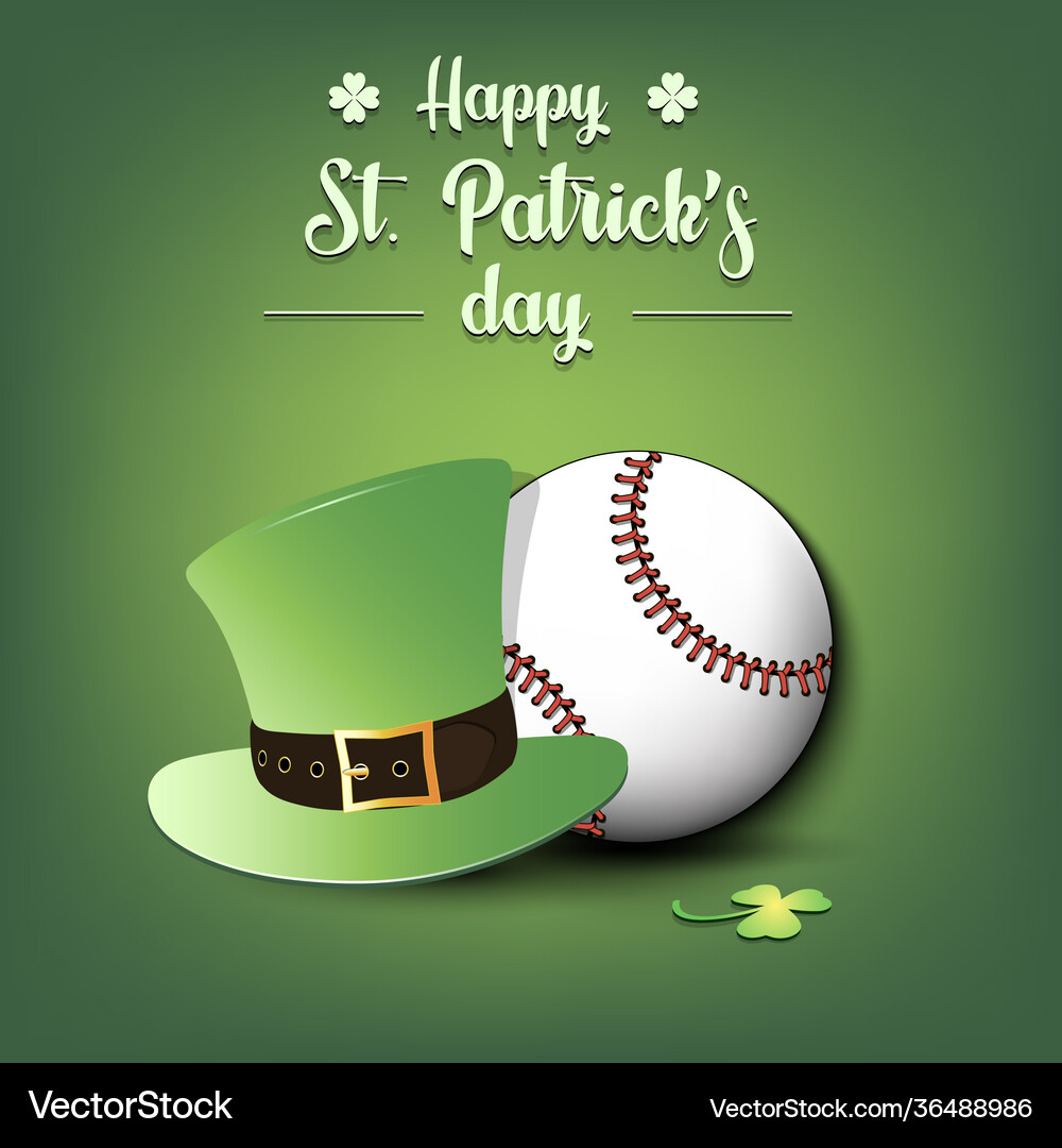 Happy st patricks day and baseball ball Royalty Free Vector