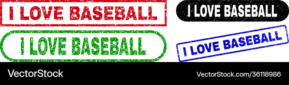 I love baseball rectangle stamp seals with unclean