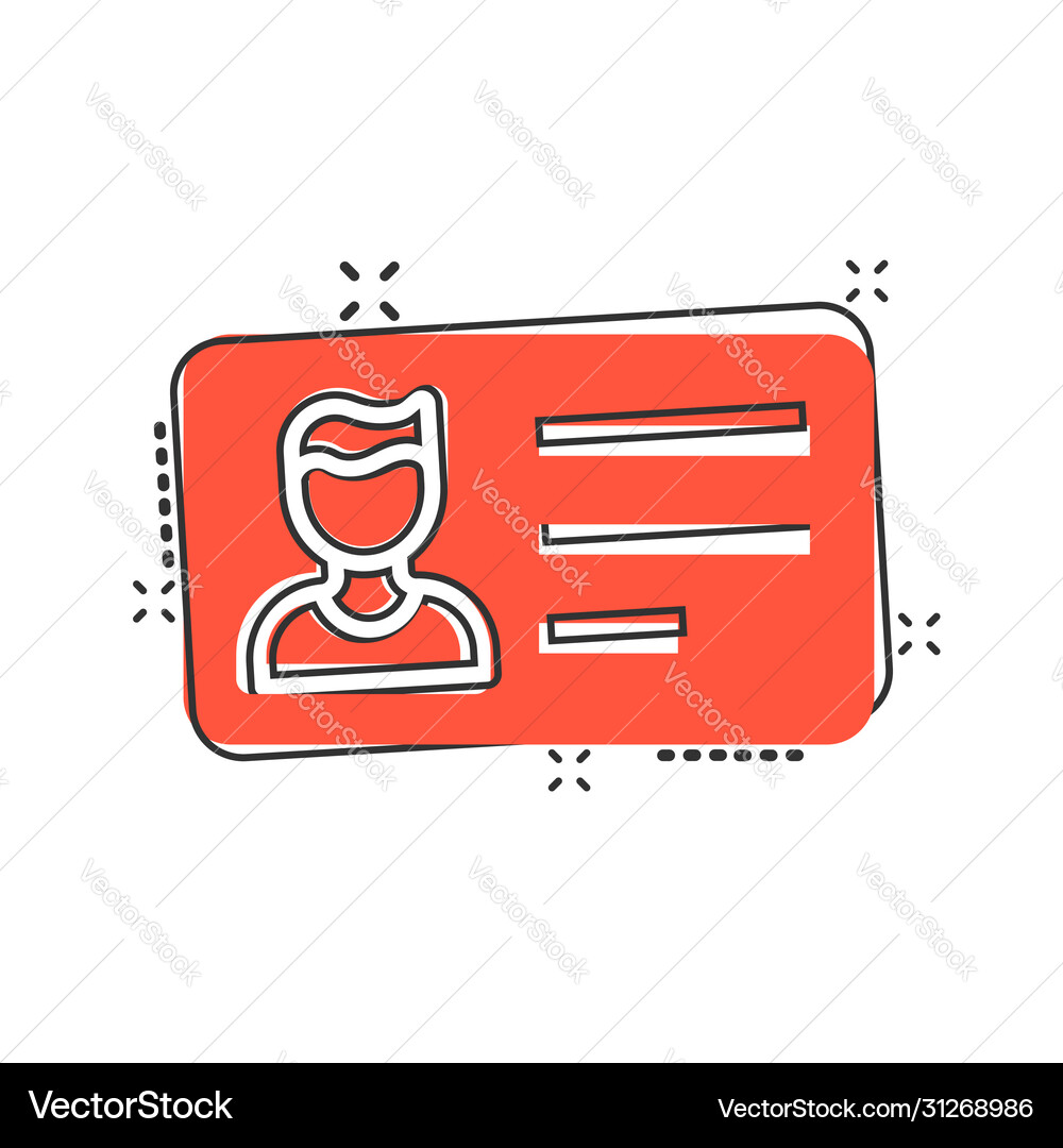 Id card icon in comic style identity tag cartoon Vector Image