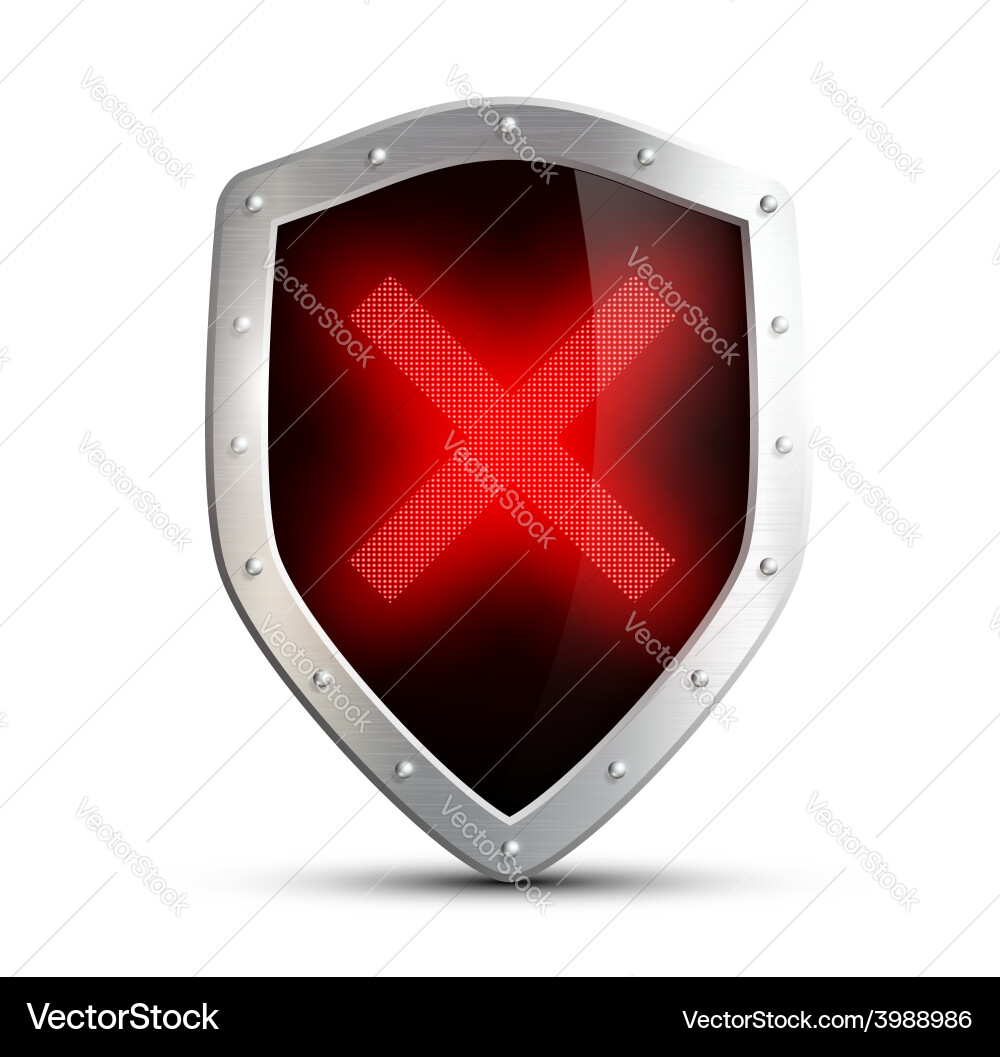Metal shield with a digital sign ban isolated Vector Image