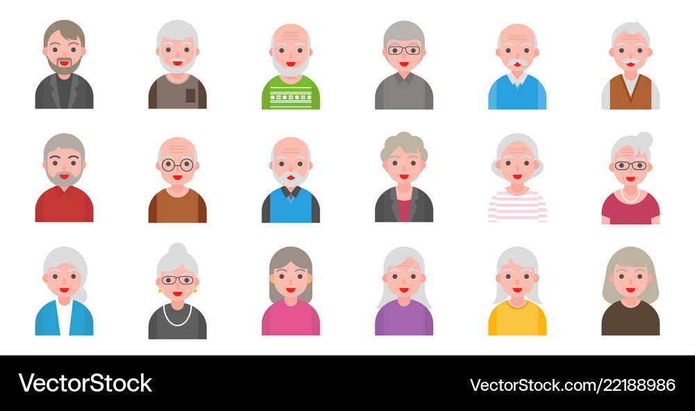 Older people isolated on white background in flat Vector Image