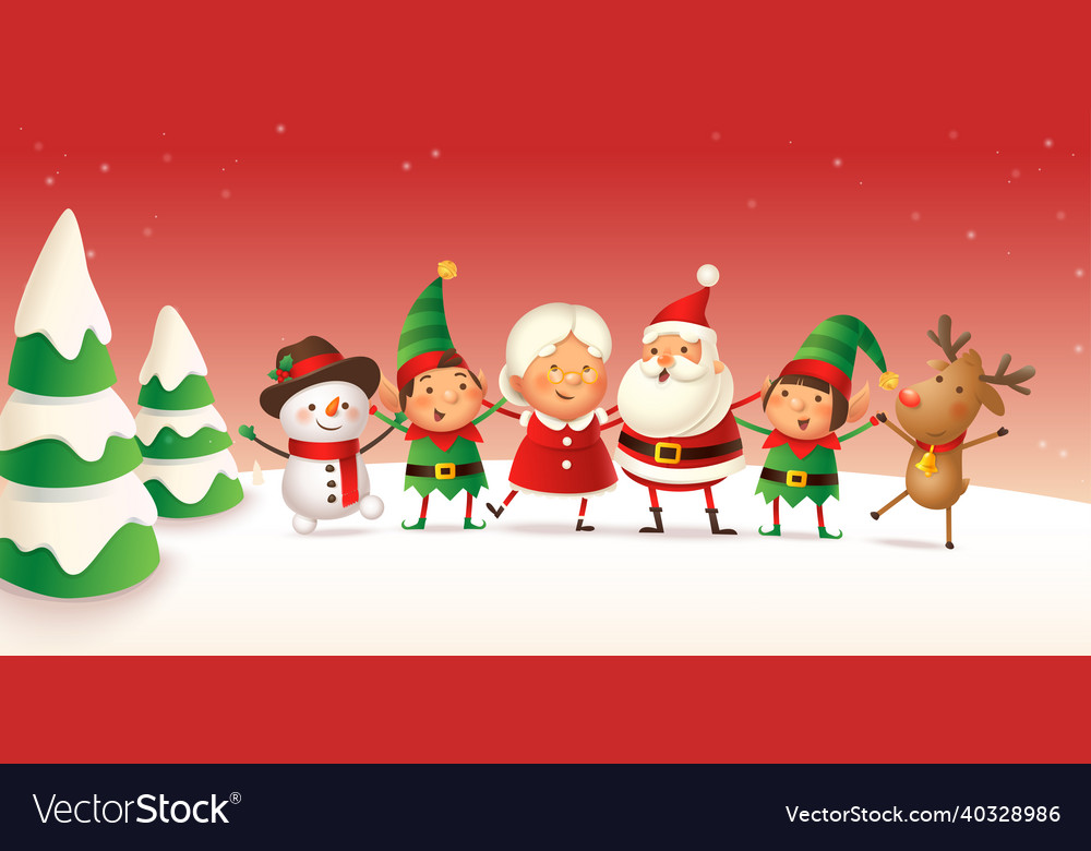 Santa claus and friends celebrate christmas Vector Image