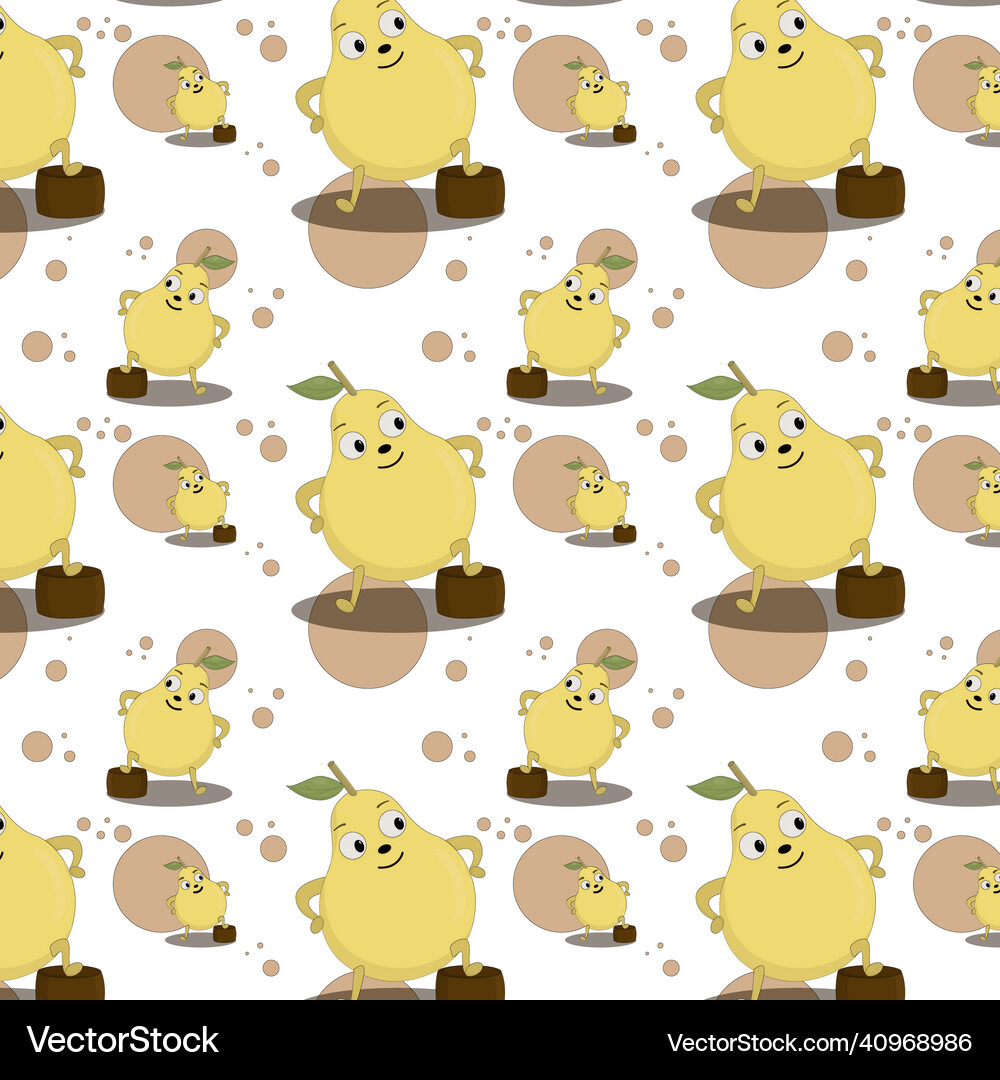 Seamless pattern of cheerful yellow pear standing Vector Image