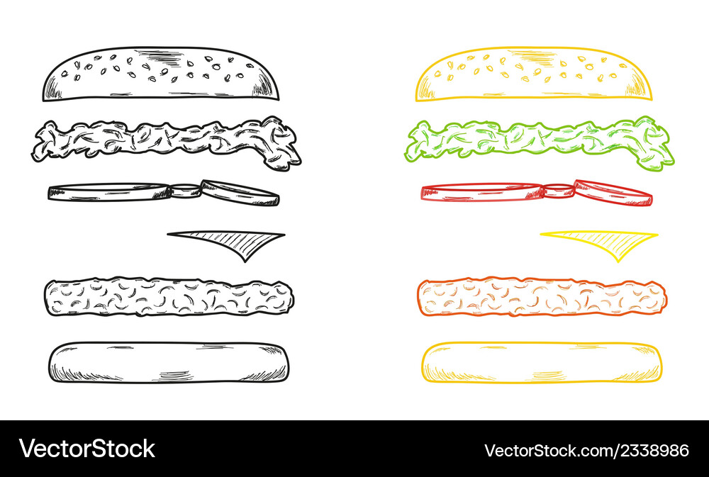Sketch of the hamburger Royalty Free Vector Image