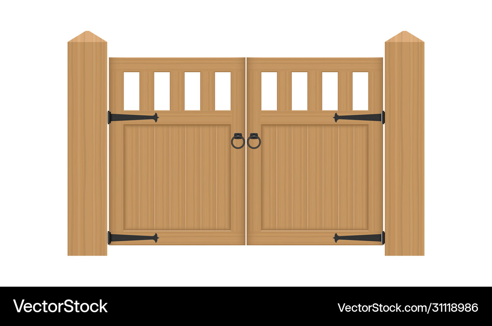 Vintage wooden gate isolated Royalty Free Vector Image