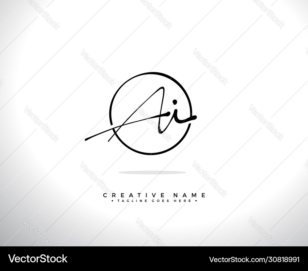 A i ai initial logo signature handwriting Vector Image