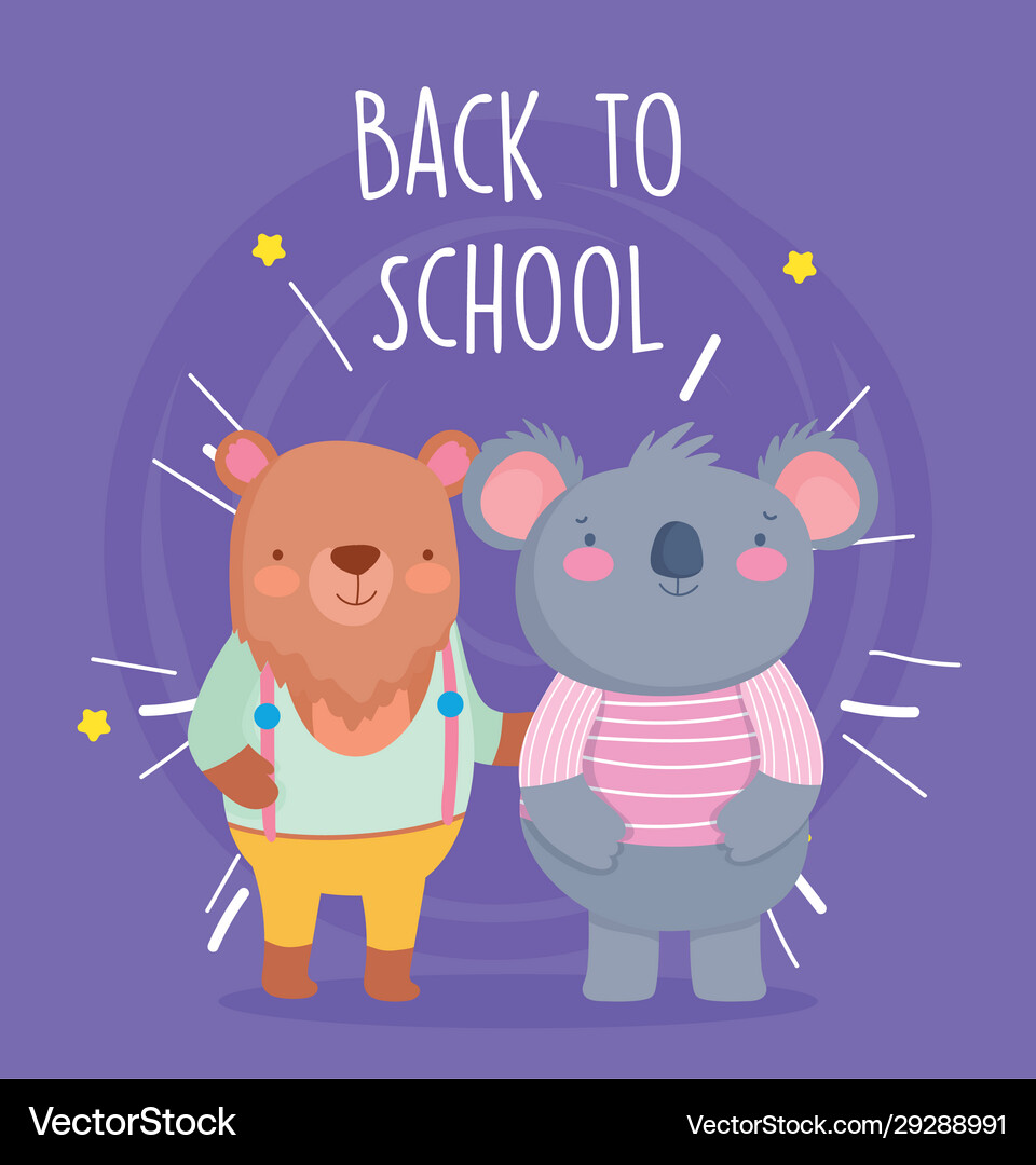 Back to school education bear and koala students Vector Image