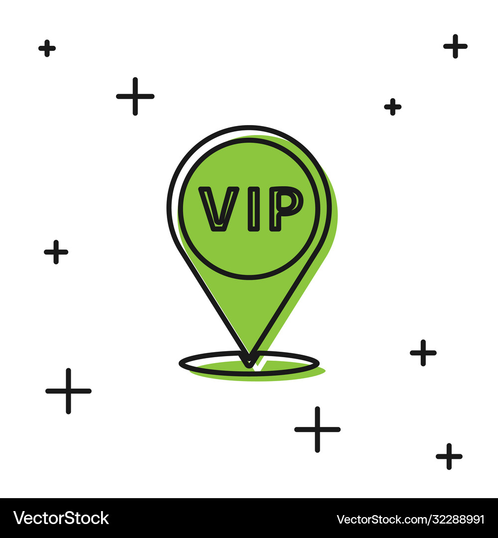 Black location vip icon isolated on white Vector Image