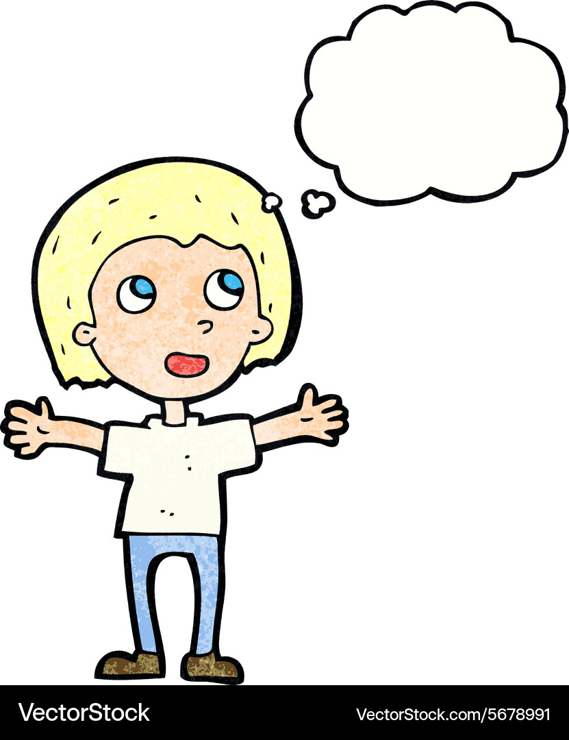 Cartoon happy person with thought bubble Vector Image