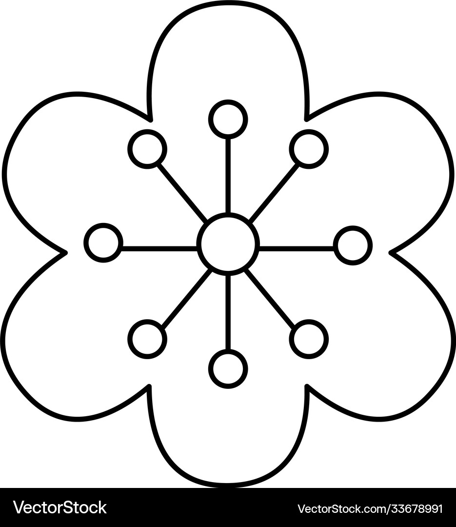Chinese flower icon line style Royalty Free Vector Image
