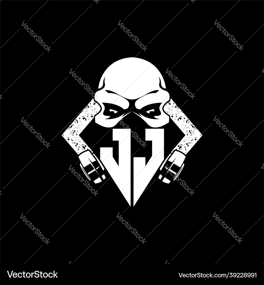 Jj initial gaming esport skull mask style Vector Image
