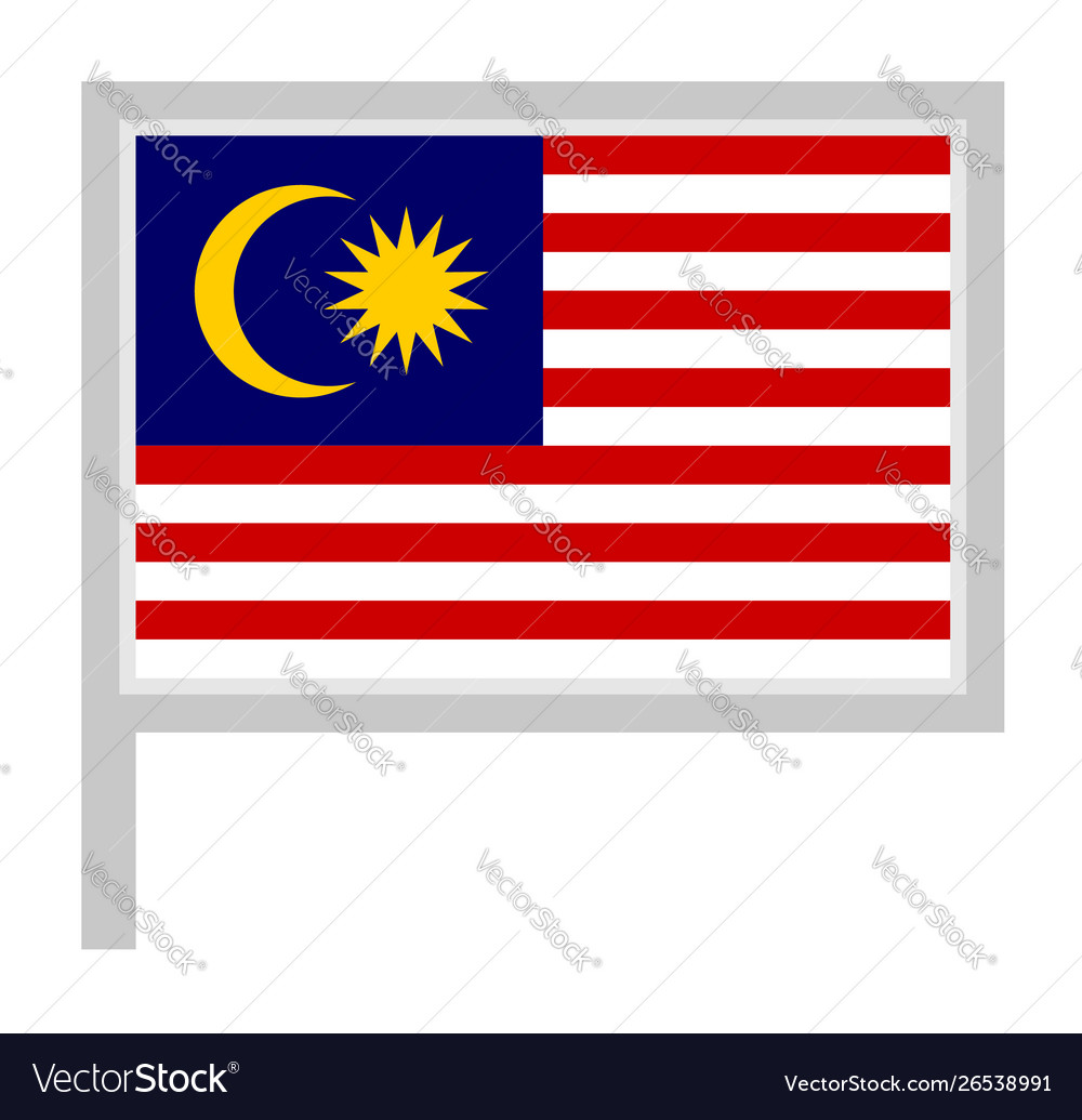 Malaysia Flag On Flagpole Icon Royalty Free Vector Image