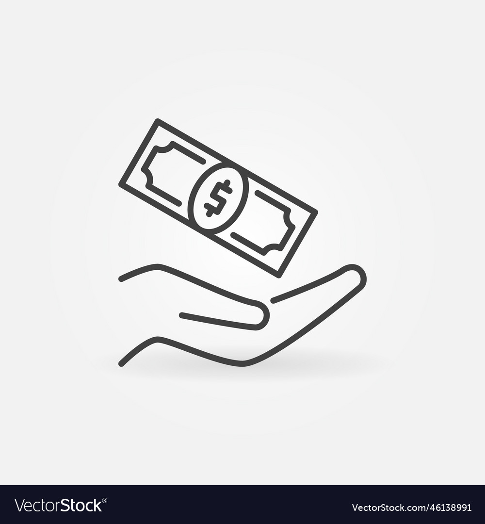Money and hand bribery concept outline icon Vector Image