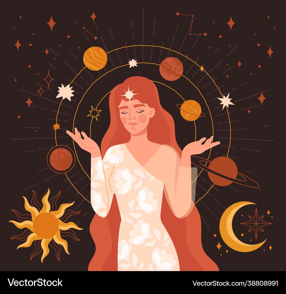 Mystical vintage style hand drawing Royalty Free Vector