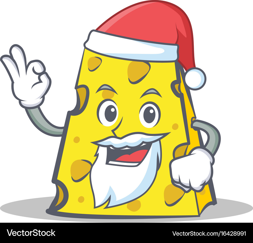 Santa cheese character cartoon style Royalty Free Vector