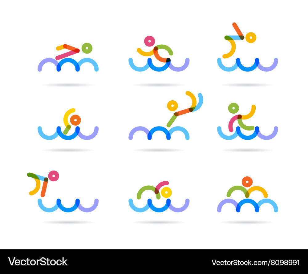 Swimming colorful icons Royalty Free Vector Image
