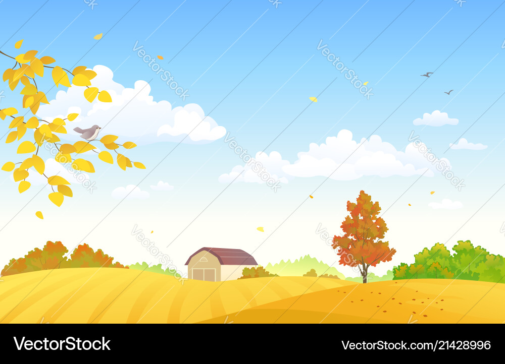 Autumn farm fields Royalty Free Vector Image - VectorStock