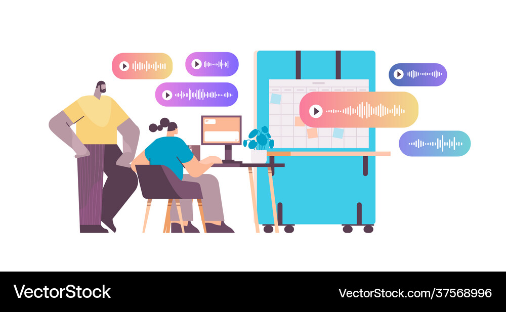 Businesspeople communicate voice messages audio Vector Image