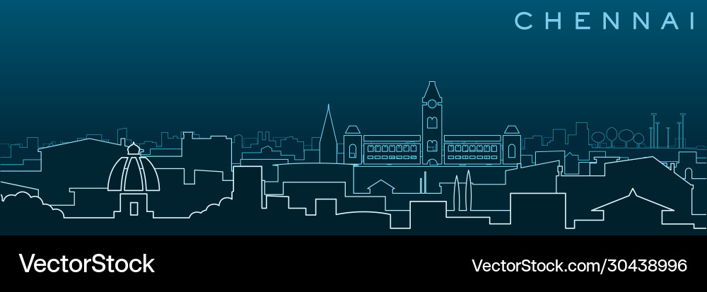Chennai multiple lines skyline and landmarks Vector Image