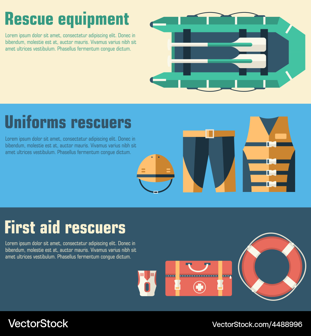 Emergency service paramedic lifeguard equipment Vector Image