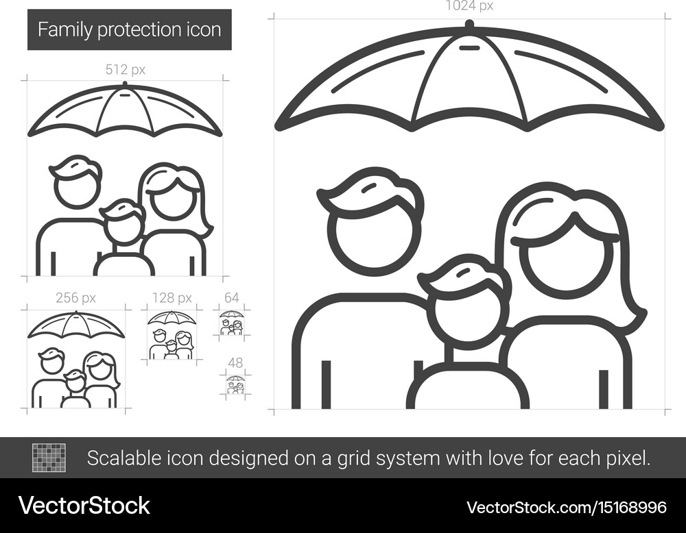 Family protection line icon Royalty Free Vector Image