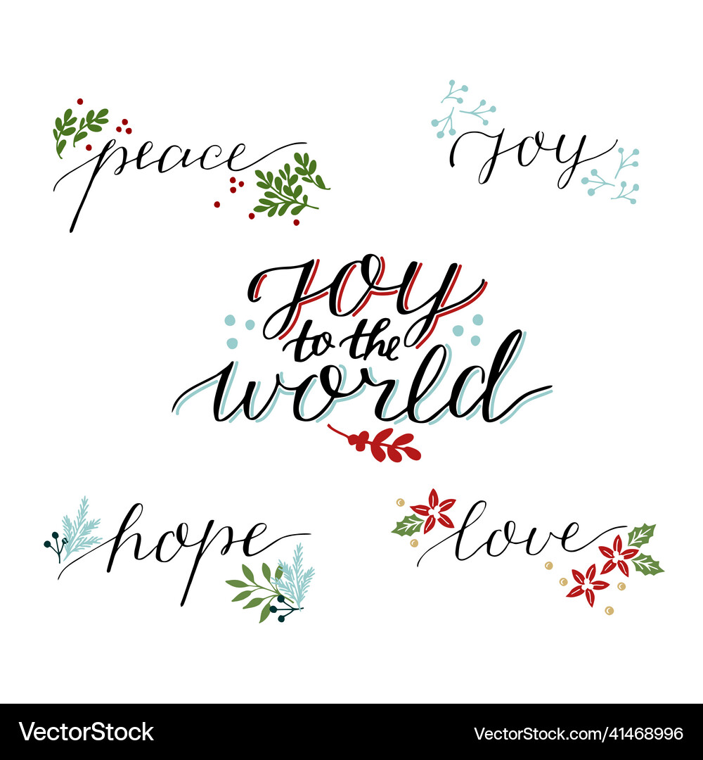 Holiday winter set made hand lettering joy Vector Image