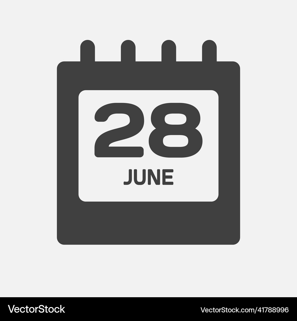 Icon day date 28 june template calendar page Vector Image