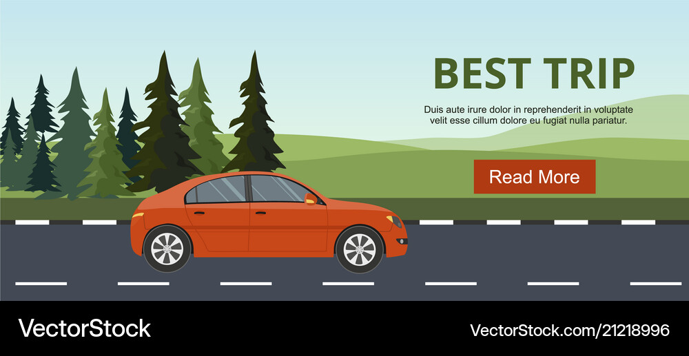 Red car drive on the road Royalty Free Vector Image