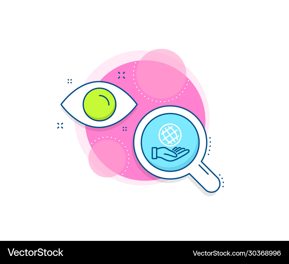 Safe planet line icon world sign ecology Vector Image