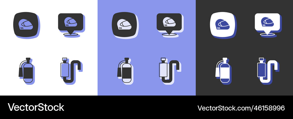 Set car muffler racing helmet fire extinguisher Vector Image