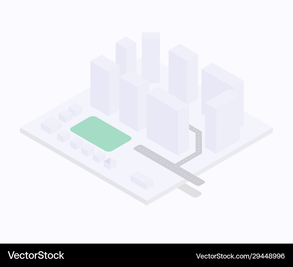 Small isometric city concept with buildings roads Vector Image