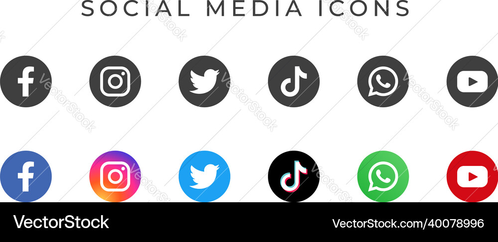 Social Media Icon Set Royalty Free Vector Image