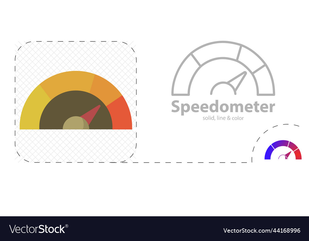 Speedometer isolated flat line icon Royalty Free Vector